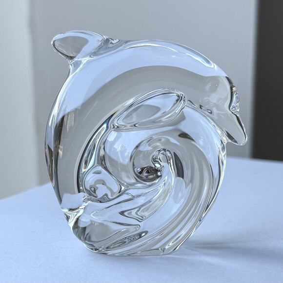 Steuben | Art | Steuben Glass Dolphin On Wave Hand Cooler Crystal ...